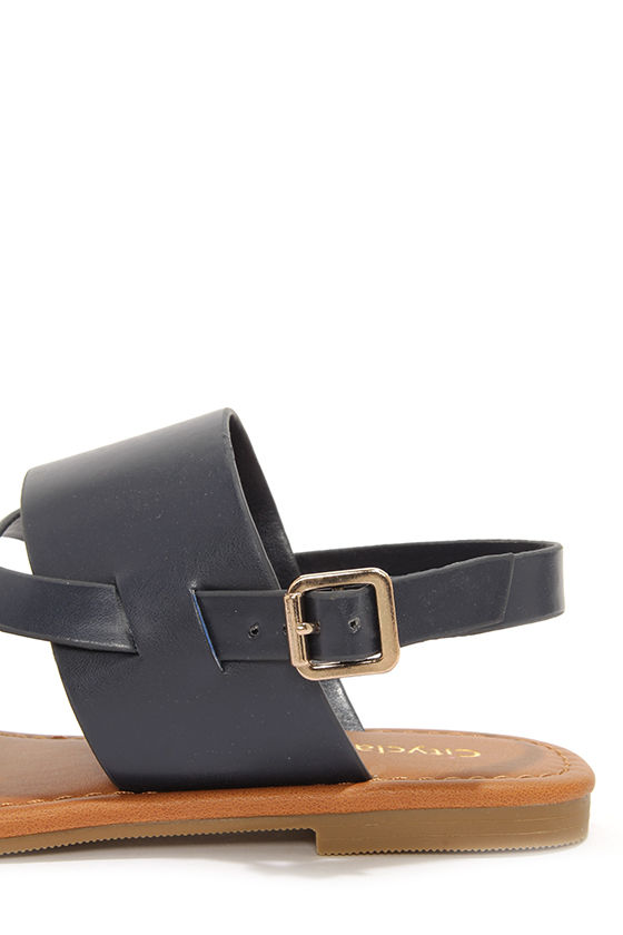 Cute Navy Blue Sandals - Flat Sandals - $18.00