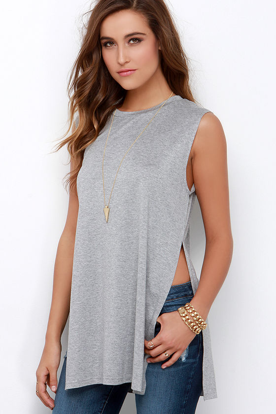 Grey Top - Muscle Tee - Sleeveless Top - $29.00 - Lulus