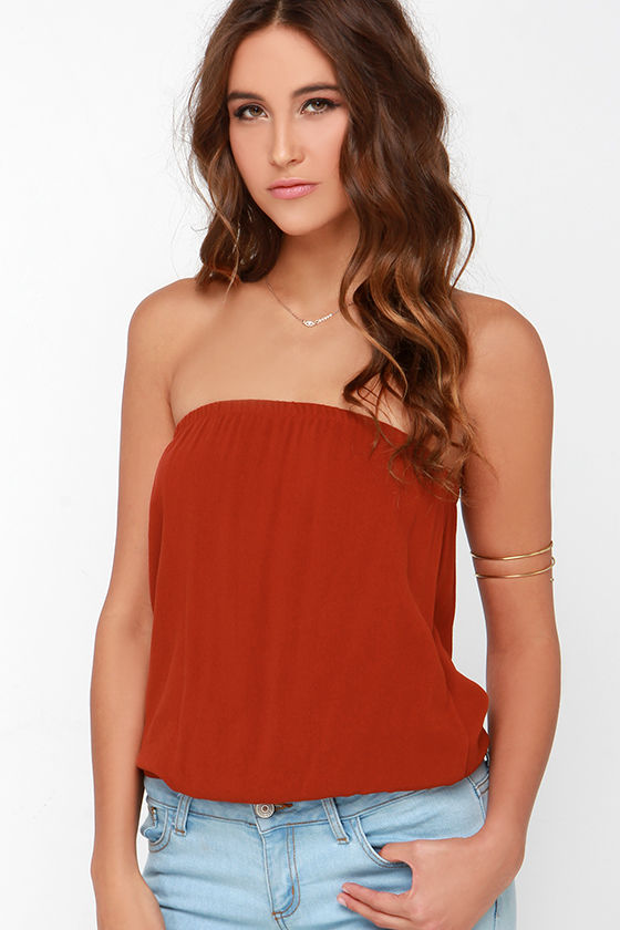 Strapless Rust Red Top - Crop Top - Tube Top - $36.00 - Lulus