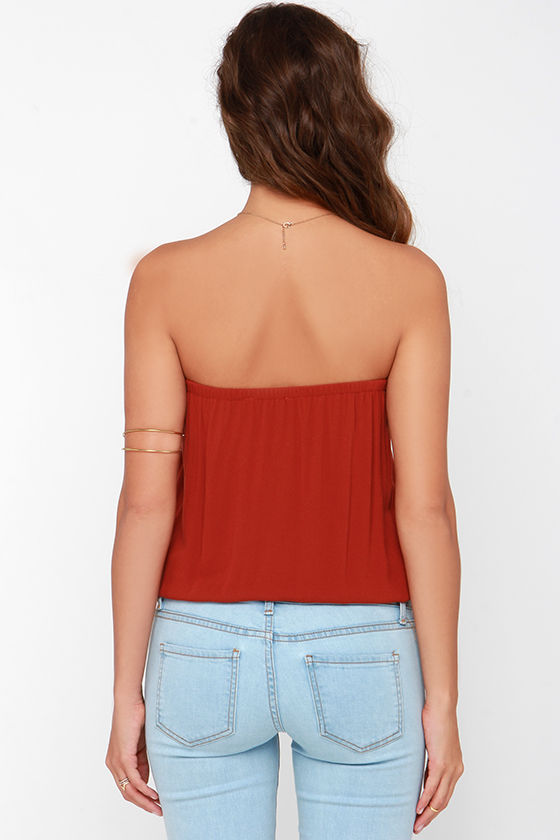 Strapless Rust Red Top - Crop Top - Tube Top - $36.00