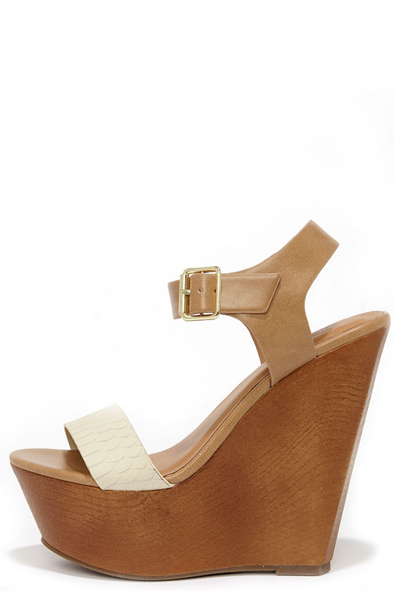 Cute Beige Wedges - Snakeskin Wedges - $27.00 - Lulus