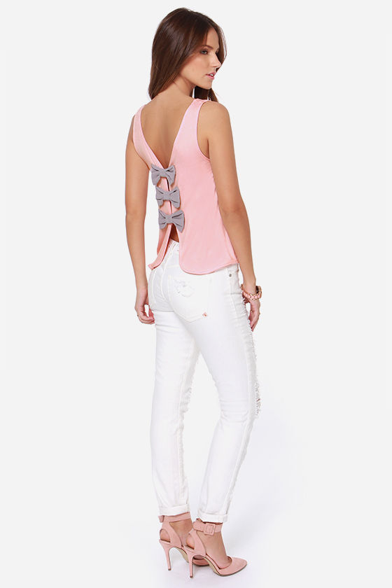 Cute Pink Top - Bow Tank Top - Open Back Top - $33.00 - Lulus