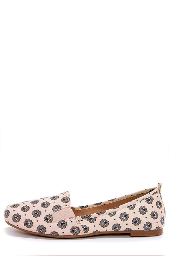 Cute Floral Print Flats - Loafer Flats - Beige Flats - $21.00 - Lulus