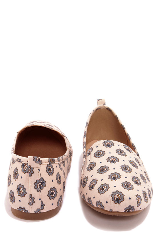 Cute Floral Print Flats - Loafer Flats - Beige Flats - $21.00 - Lulus
