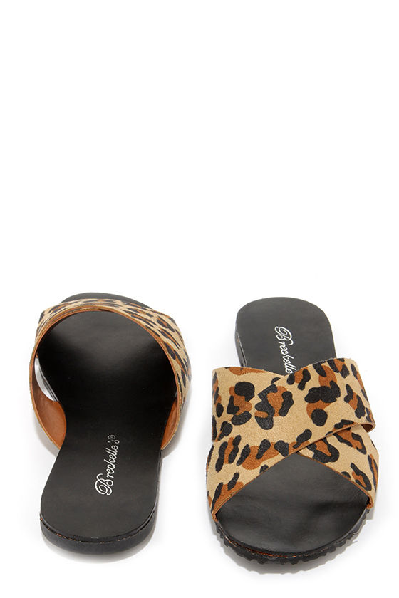 Cute Leopard Sandals - Slide Sandals - Vegan Leather Sandals - $15.00 ...