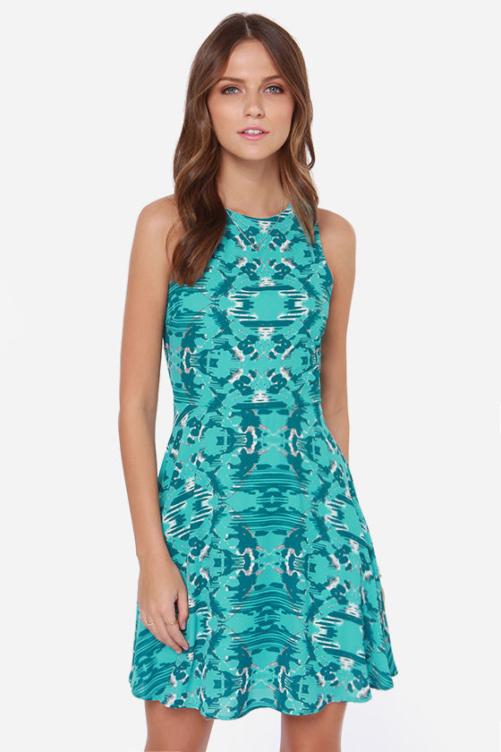 Fun Blue Dress - Print Dress - Skater Dress - $45.00 - Lulus