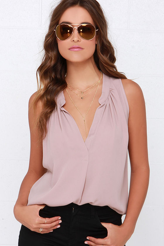 Cute Mauve Top - Sleeveless Top - V Neck Top - $40.00 - Lulus