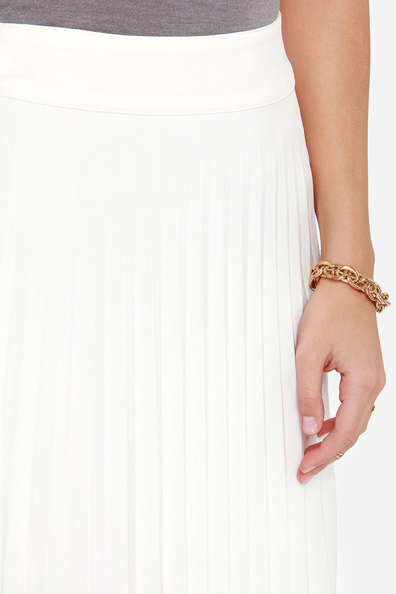 Pretty Ivory Skirt - Midi Skirt - Pleated Skirt - $55.00