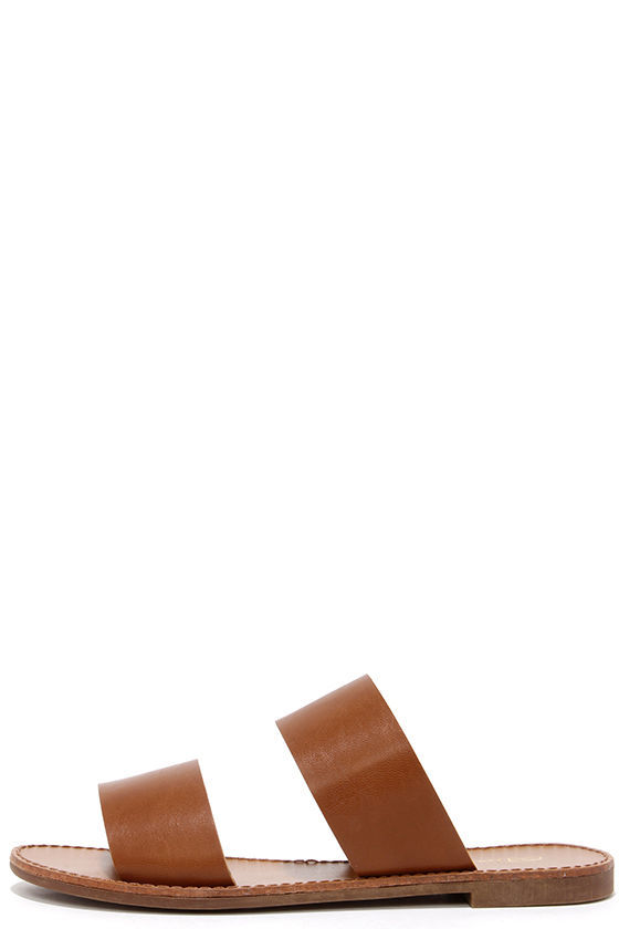 Chic Tan Sandals - Slide Sandals - Vegan Leather Sandals - $17.00 - Lulus