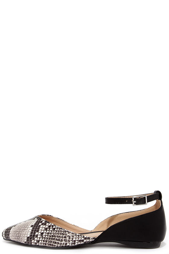 Chic Black and White Flats - Snakeskin Flats - D'Orsay Flats - $25.00 ...