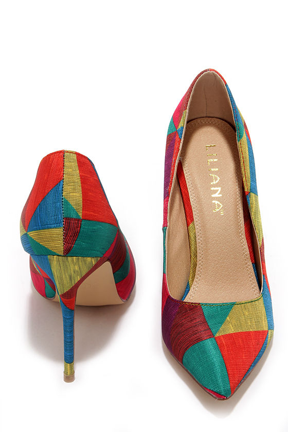 Cute Rainbow Pumps - Print Pumps - Pointed Pumps - $30.00 - Lulus