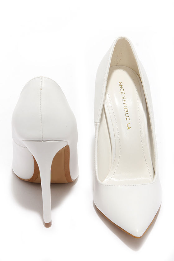 Pretty White Pumps - Pointed Pumps - White Heels - $34.00 - Lulus