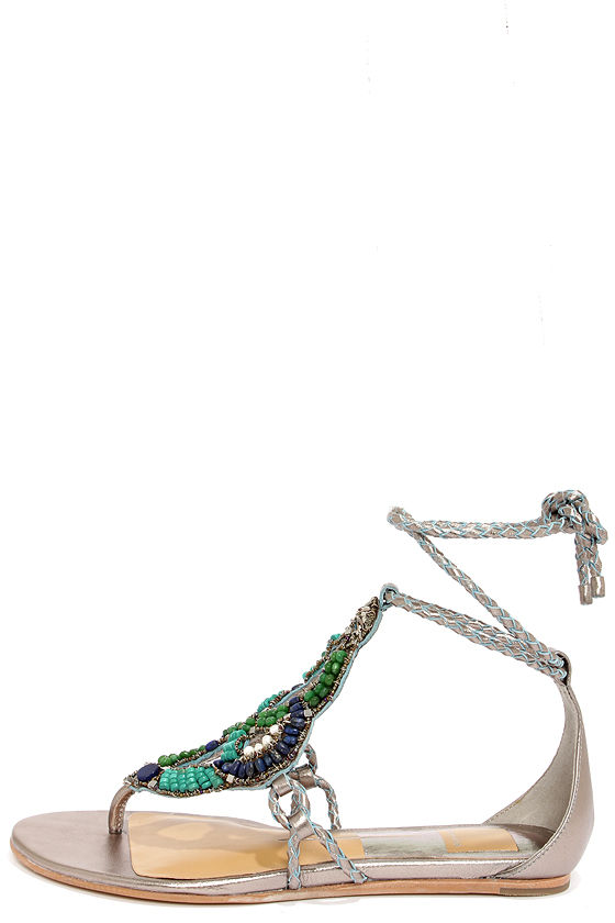 Cute Silver Sandals - Leather Sandals - Beaded Sandals - $157.00 - Lulus