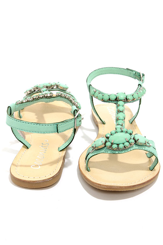 Cute Beaded Sandals - Mint Sandals - $63.00 - Lulus