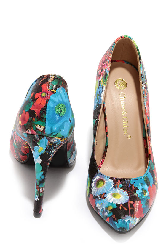 Chic Floral Print Pumps - Vegan Leather Heels - $30.00 - Lulus