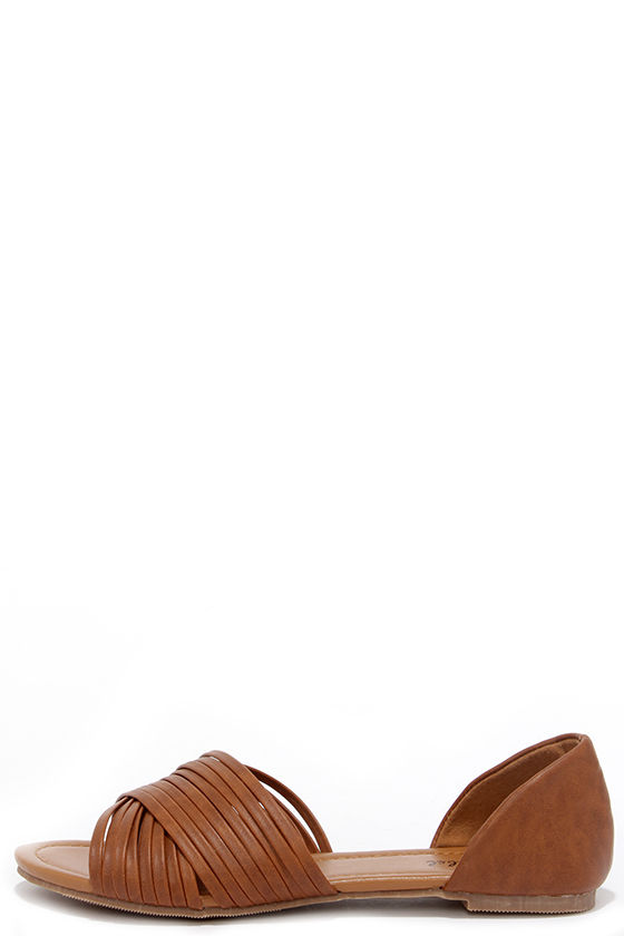 Cute Tan Flats - Peep Toe Flats - Vegan Leather Flats - $19.00 - Lulus