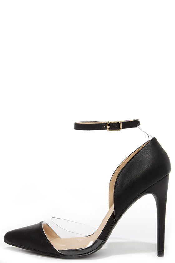 Chic Black Heels - Lucite Heels - Vegan Leather Heels - $30.00 - Lulus