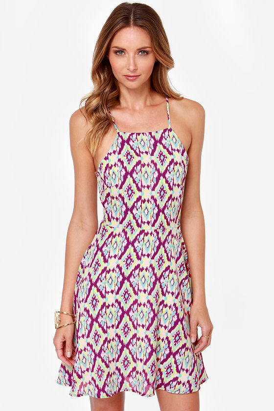Full-Time Flirt Purple Print Dress - $49 : Fashion at Lulus.com