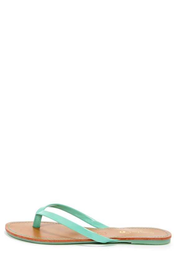 Cute Mint Flip Flops - Patent Flip Flops - $12.00 - Lulus
