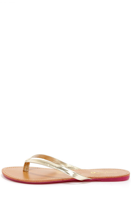 Cute Gold Flip Flops - Patent Flip Flops - $12.00 - Lulus
