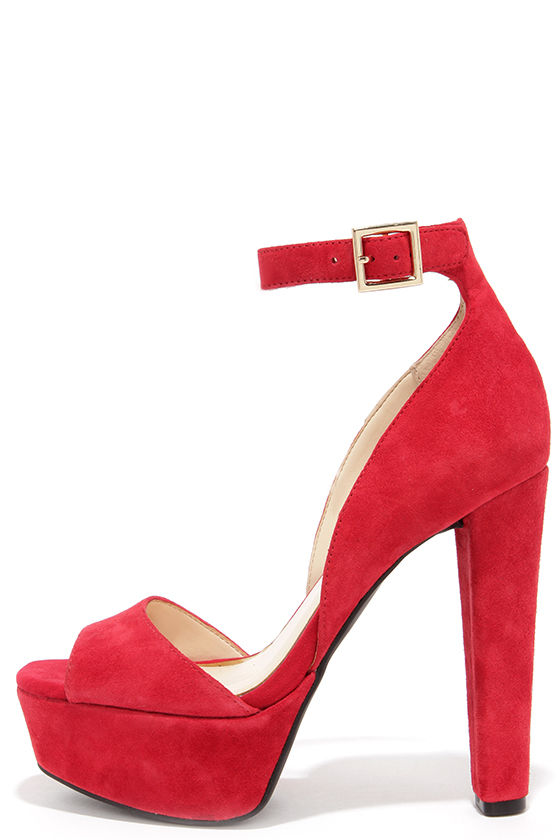 Pretty Red Heels - Kid Suede Heels - Platform Heels - $95.00 - Lulus