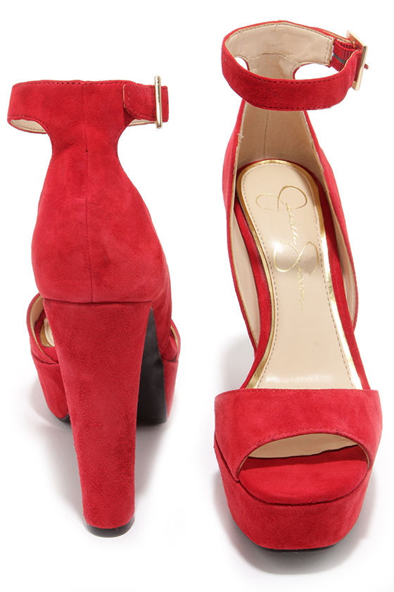 Pretty Red Heels - Kid Suede Heels - Platform Heels - $95.00