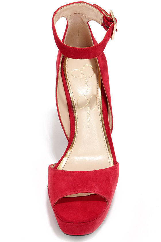 Pretty Red Heels - Kid Suede Heels - Platform Heels - $95.00