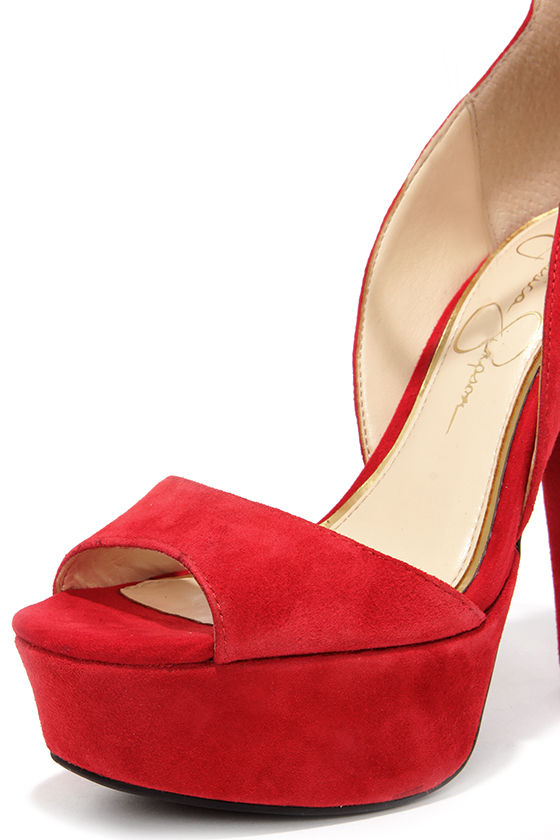 Pretty Red Heels - Kid Suede Heels - Platform Heels - $95.00