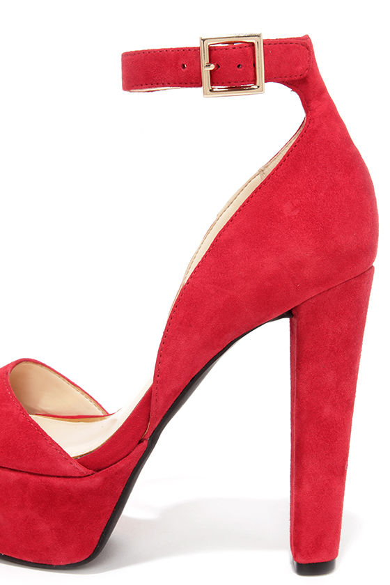 Pretty Red Heels - Kid Suede Heels - Platform Heels - $95.00