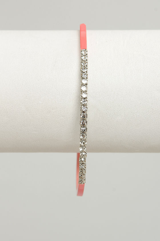 Pretty Rhinestone Bracelet - Coral Bracelet - Coral Bangle - $10.00 - Lulus