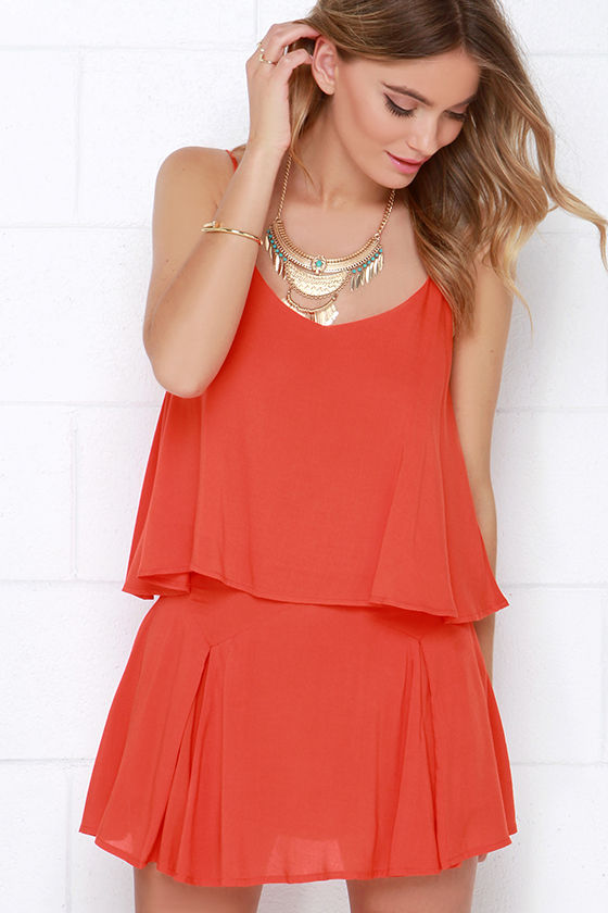 Cute Coral Orange Dress - Two-Piece Dress - Lace Dress - $59.00 - Lulus
