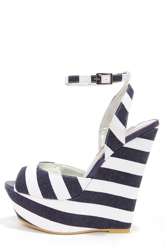 Cute Striped Shoes - Platform Wedges - Striped Wedges - $49.00 - Lulus