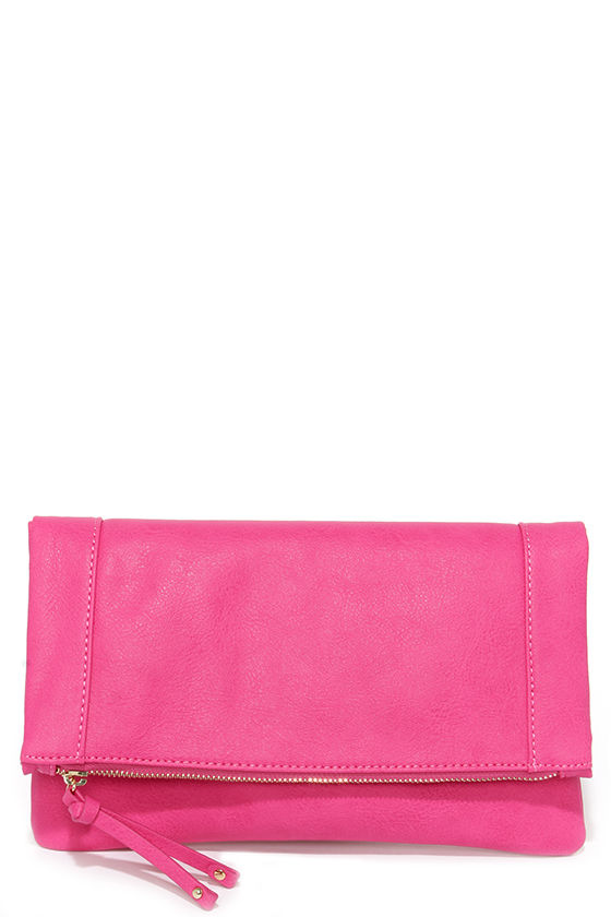 Cute Fuchsia Clutch - Fuchsia Purse - Folding Clutch - Vegan Purse ...