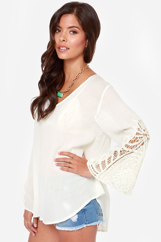 Boho Ivory Top Crochet Top Lace Top 43 00 Lulus