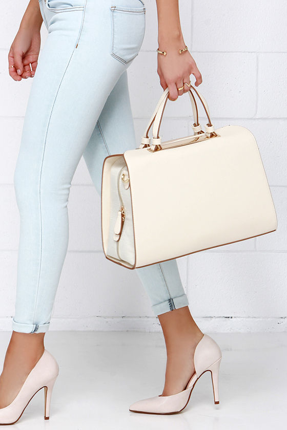 Chic Cream Tote - Vegan Leather Purse - Canvas Purse - $49.00 - Lulus