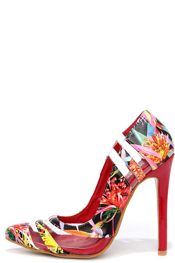 Cute Floral Print Pumps - Lucite Pumps - Pointed Pumps - $38.00 - Lulus
