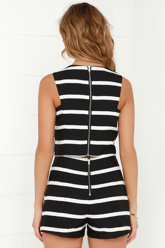 Ivory and Black Two-Piece Set - Striped Two-Piece Set - Striped Romper ...
