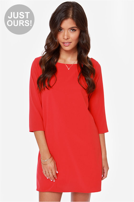 Pretty Red Dress - Shift Dress - $39.00 - Lulus