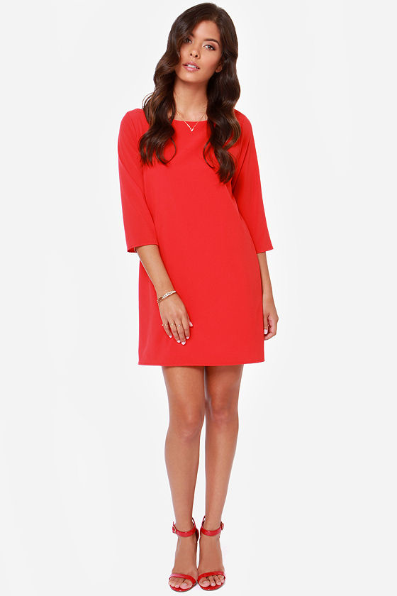 Pretty Red Dress - Shift Dress - $39.00 - Lulus