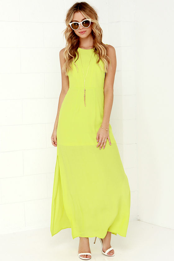 Sexy Chartreuse Dress Maxi Dress Racerback Dress 54 00 Lulus