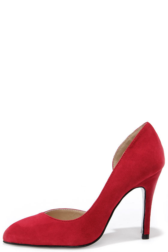 Pretty Red Pumps - Kid Suede Heels - D'Orsay Heels - $129.00 - Lulus