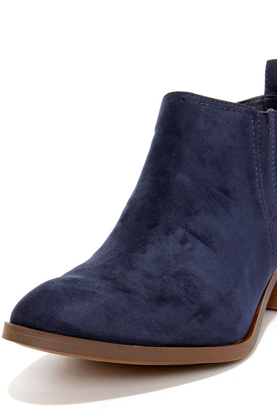 Cute Suede Ankle Boots - Suede Booties - Navy Blue Booties - $80.00