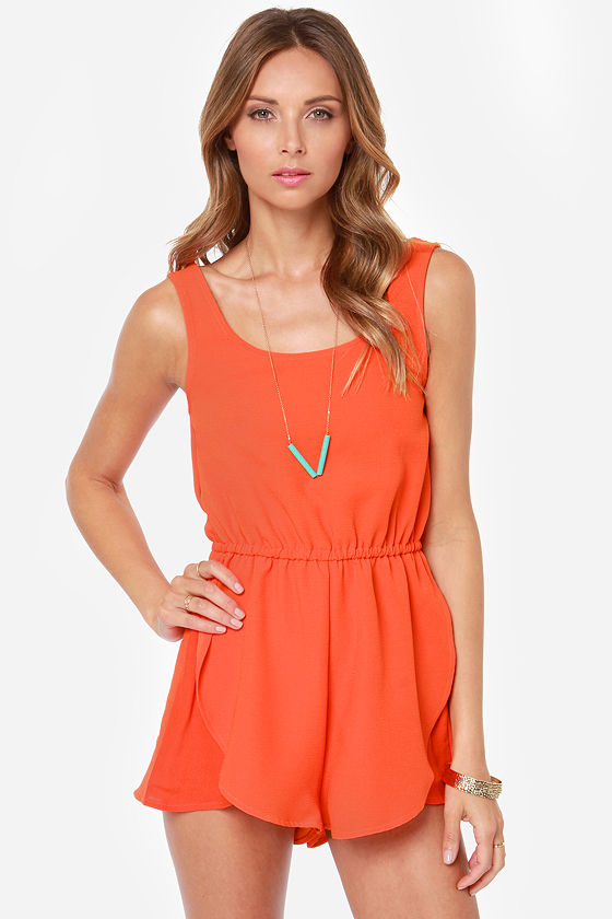 Mink Pink The Seeker - Orange Romper - Sleeveless Romper - $79.00 - Lulus