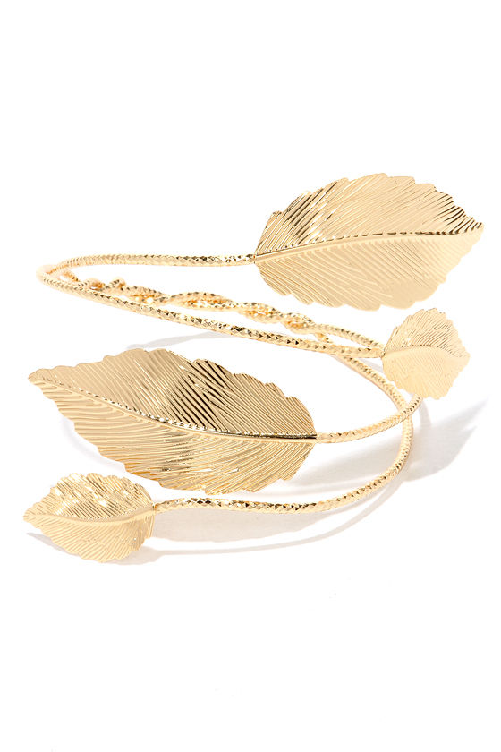 Gold Arm Cuff - Leaf Arm Cuff - $19.00