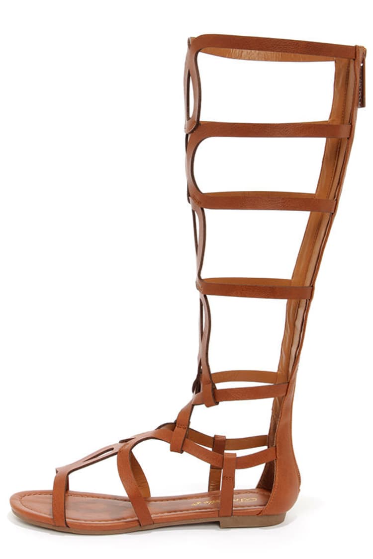 Pretty Tan Tall Gladiator Sandals