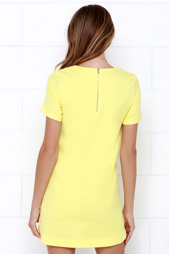 Yellow Dress - Shift Dress - Short Sleeve Dress - $49.00