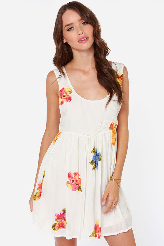 O'Neill Paly Dress - Ivory Dress - Floral Print Dress - Babydoll Dress ... O'Neill Paly Dress - Ivory Dress - Floral Print Dress - Babydoll Dress ...