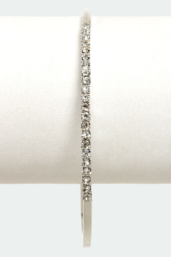 Pretty Rhinestone Bracelet - Silver Bracelet - Silver Bangle - $10.00 ...