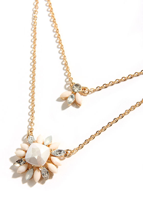 Cute Gold Necklace - Layered Necklace - Rhinestone Necklace - $11.00
