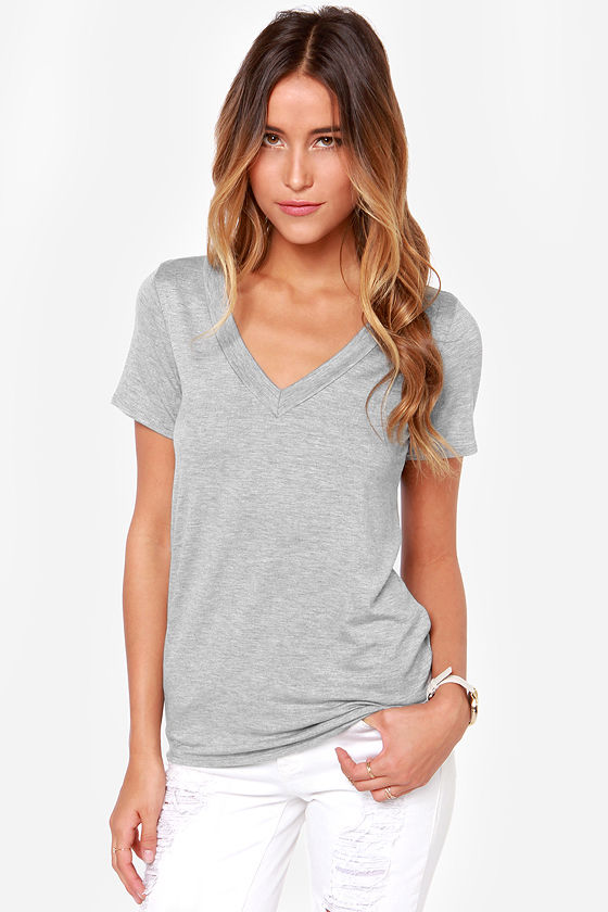 Cute Grey Top - Grey Tee - $25.00 - Lulus